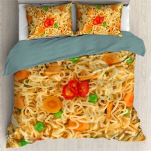 todeyya instant noodles duvet cover (twin size) with 2 pillow shams, microfiber lightweight 3pcs comforter cover set coverlet, with zipper closure bedding all-season