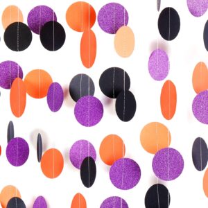 black-orange purple halloween party-decorations streamers-garland - 52ft birthday baby shower decorations paper banner, graduation 2024 glitter hanging decoration bunting supplies lasting surprise