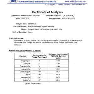 Methylene Blue, 1% USP (Pharmaceutical) Grade, 250 mL (8.4 fl oz); 3rd Party Tested