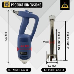 TK Tartle Kitchen Commercial Immersion Blender 750W Extra Heavy Duty, Stainless Steel, Variable Speed, 16 inch Shaft