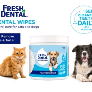 Naturel Promise Fresh Dental Clean Teeth Dental Wipes for Pets, 50 Count, Fresh Mint - Helps Remove Plaque, Tartar & Freshen Breath - Made in The USA