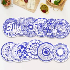 Bbiamsleep 24 Pieces 7 Inch Blue and White Plates Decorative Paper Plates Blue Floral and White Party Plates Birthday Plate Disposable Paper Plates Cake Dessert Plates for Bridal Wedding Tea Party