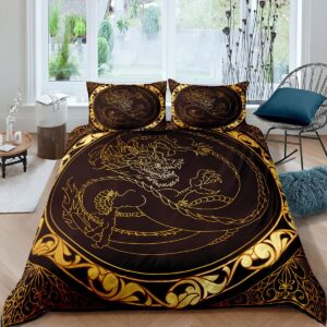 Dragon Bedding Set King Size,Chinese Snake Dragon Theme Duvet Cover Set for Kid Teen Boys Girls,Dragon Pattern Comforter Cover Decorative Room,Chinese Culture Quilt Cover with 2 Pillowcases