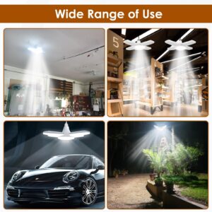 YWD LED Garage Lights 2Pack,60W Deformable Led Garage Ceiling Lighting 6000LM E26/E27 Daylight 6500K Super Bright Garage Light Adjustable Garage Light for Garage,Workbench,Barn,Warehouse