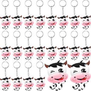 mtlee cow party favors cute rubber cow keychain farm laughing cow animal cow baby keychains for boys girls teens school carnival rewards baby shower birthday party favors(40 pieces)