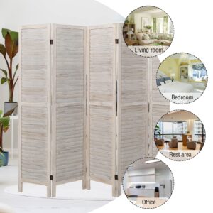 ECOMEX 6 Panel Wood Room Divider, Folding Room Divider Privacy Screen 5.6Ft Tall, Freestanding Louvered Divider Screen for Home Office Restaurant Bedroom(White)