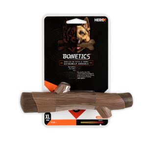 hero bonetics stick, wood scent chewable dog toy, gentle on teeth & tummy