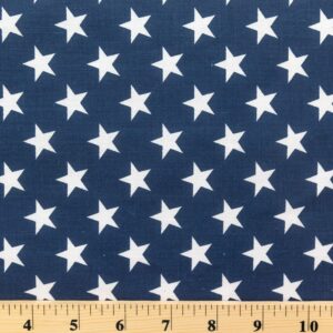 ad fabric, american star navy blue print poly cotton fabric by the yard, 58”/60” wide