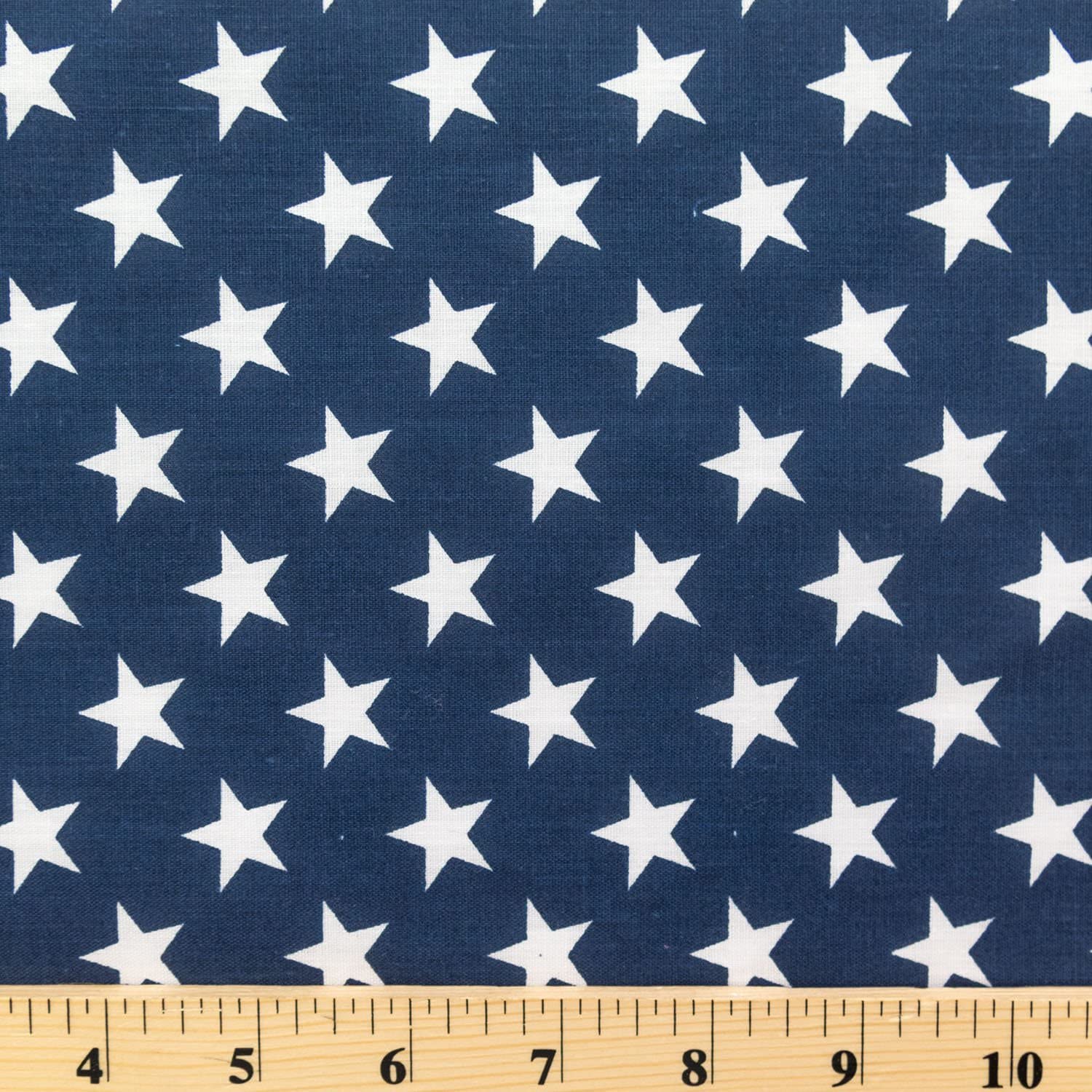 Ad Fabric, American Star Navy Blue Print Poly Cotton Fabric by The Yard, 58”/60” Wide