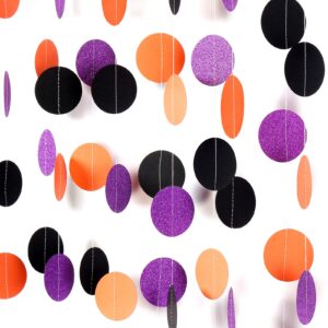 Black-Orange Purple Halloween Party-Decorations Streamers-Garland - 52ft Birthday Baby Shower Decorations Paper Banner, Graduation 2024 Glitter Hanging Decoration Bunting Supplies Lasting Surprise