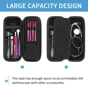 Yinke Stethoscope Case for 3M Littmann Classic III/Lightweight II S.E./ MDF Acoustica Stethoscope & Cardiology IV Stethoscope, Gift for Nurse, Carrying Storage Bag with Partition (Black)