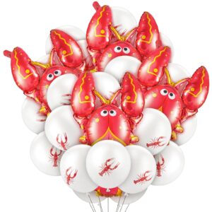 28 pieces lobster balloons, 4 pieces aluminum foil lobster balloons lobster party foil balloons and 24 pieces white lobster latex balloons for beach themed birthday bridal shower party decor supplies