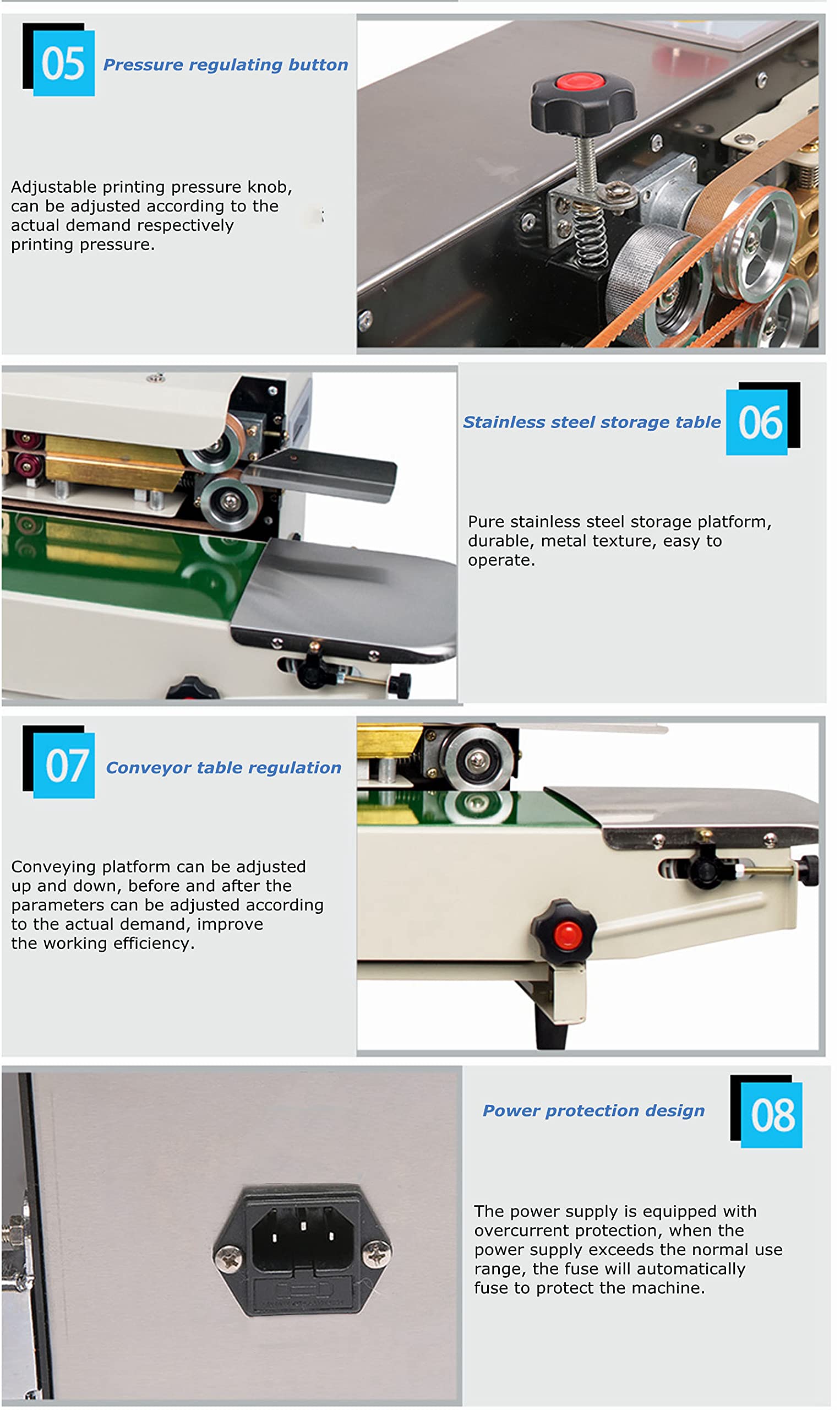 TECHTONGDA FR-770 Continuous Sealing Machine Vertical & Horizontal Automatic Band Sealer with Digital Thermostat for Plastic Poly Bag PVC Membrane Bags Film 110V