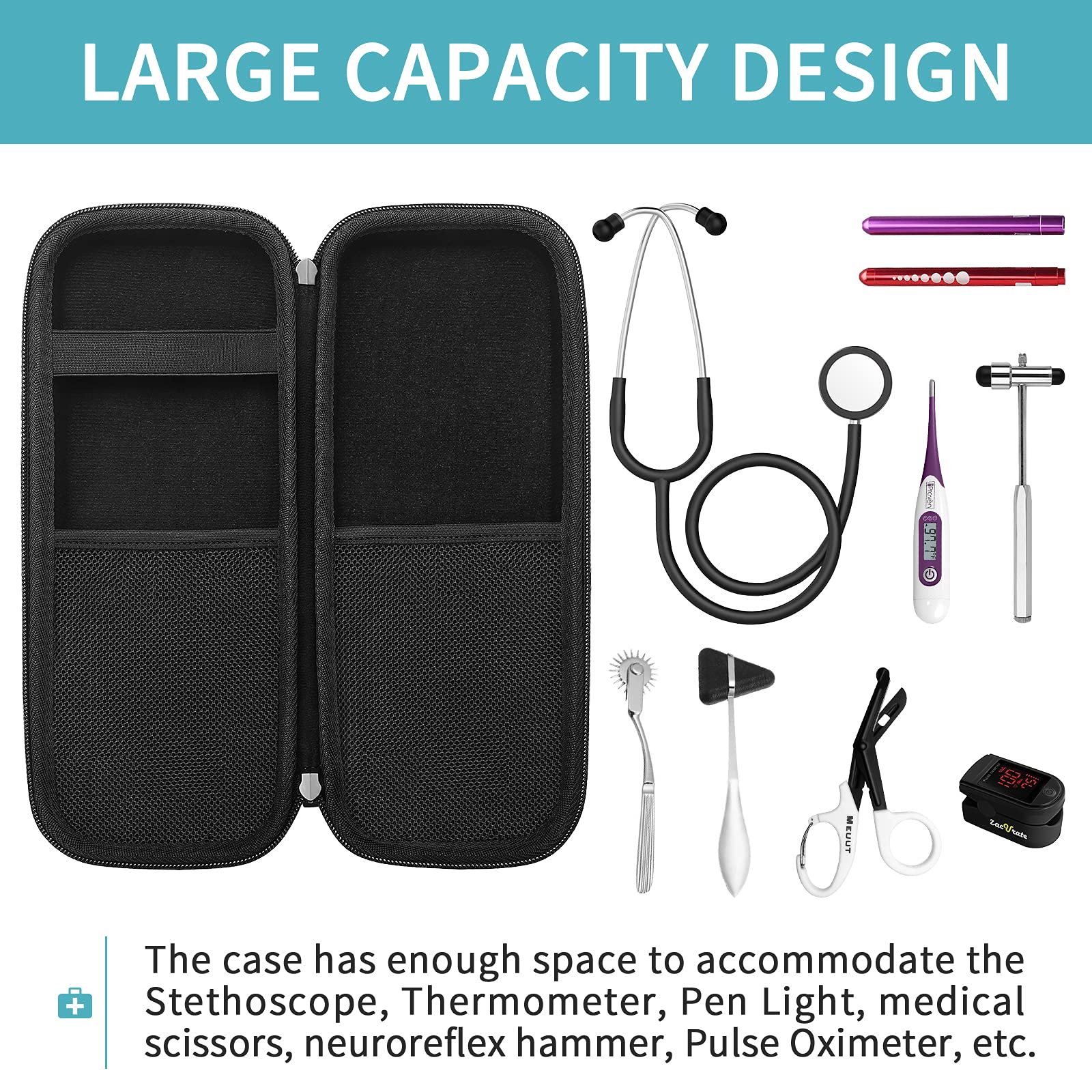 YINKE Stethoscope Case for 3M Littmann Classic III/Cardiology IV/Lightweight II S.E. & MDF Acoustica Stethoscope, Hard Organizer Storage Bag for Nurses and Doctors Accessory (Blue)