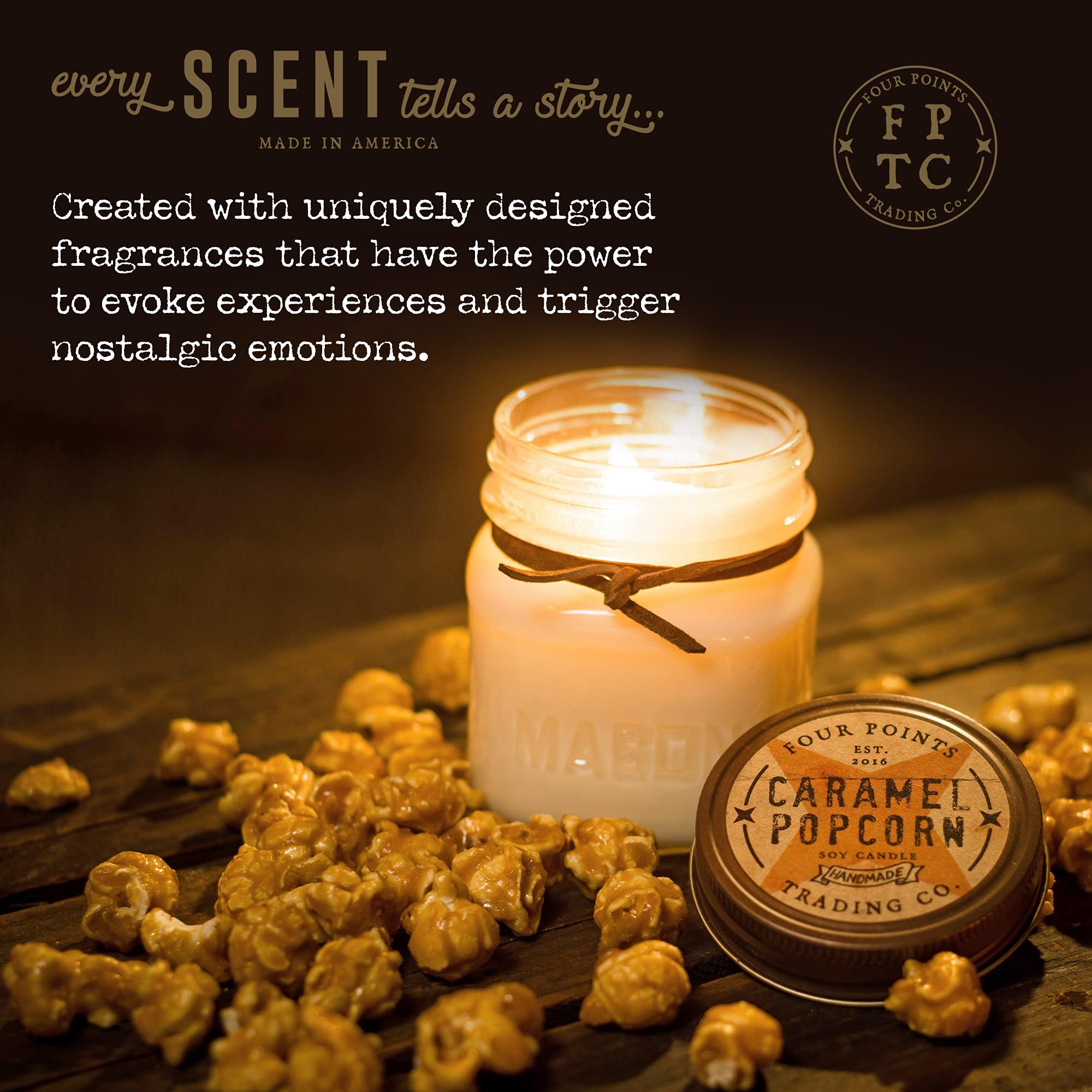 Gasoline Scented Candle 8 oz - Soy Aromatherapy Candle with Jar - Great Gift for Birthday, Anniversary, Christmas, New Year, House Warming and More - Four Points Trading Co.