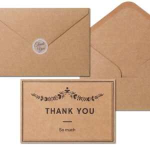 Mr. Pen- Thank You Cards with Envelopes, Brown Kraft Paper, 18 Pack, 4 x 6, Blank Inside, 6 Designs, Thank You Cards, Thank You Notes, Thank You Cards Bulk,Thank You Note Cards