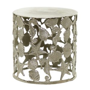 Deco 79 Aluminum Metal Sea Life Side End Accent Table End Table, Side Table 18" x 18" x 18", Silver