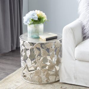 deco 79 aluminum metal sea life side end accent table end table, side table 18" x 18" x 18", silver