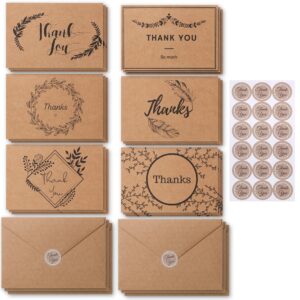 mr. pen- thank you cards with envelopes, brown kraft paper, 18 pack, 4 x 6, blank inside, 6 designs, thank you cards, thank you notes, thank you cards bulk,thank you note cards