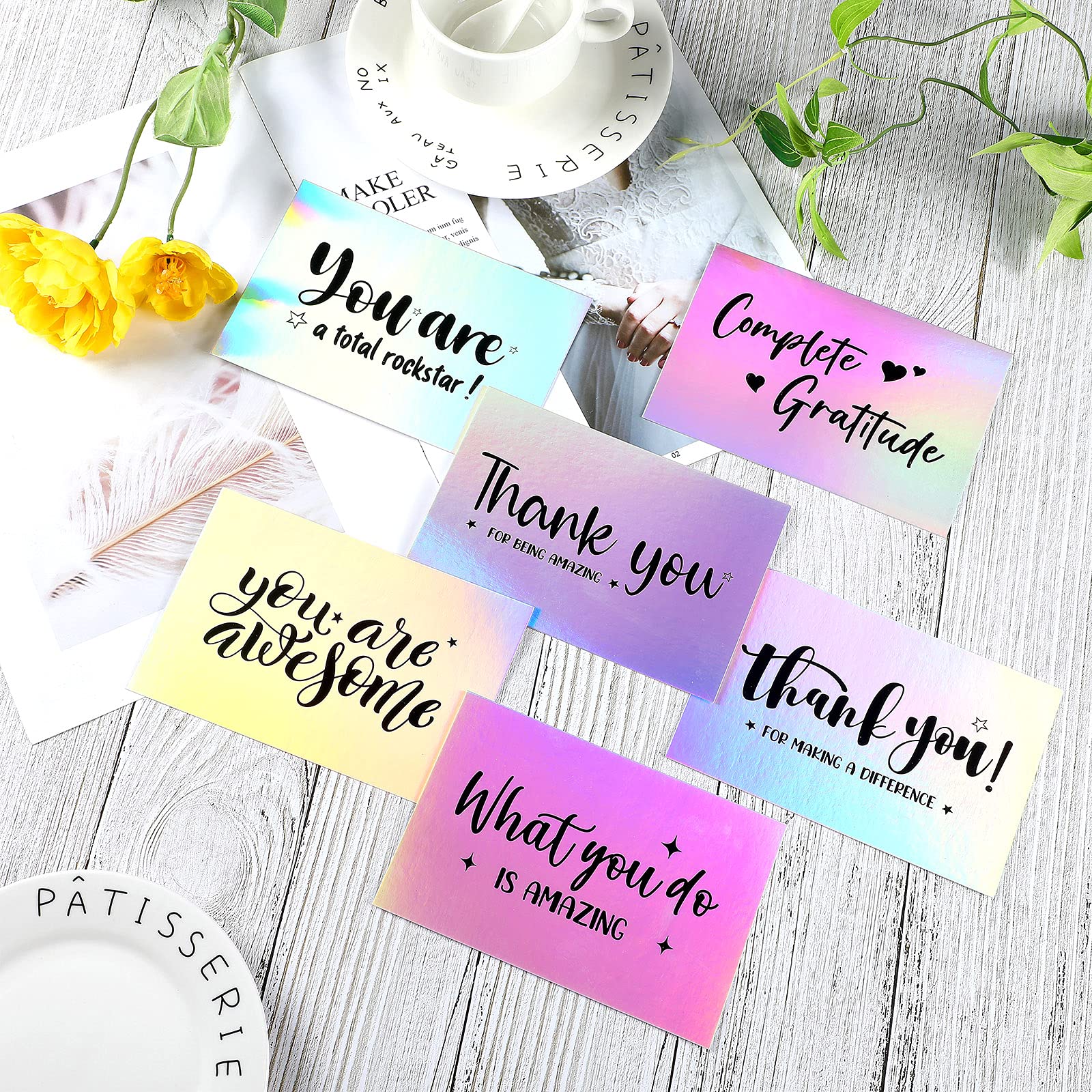 Holographic Thank You Cards Appreciation Postcards You Are Awesome Greeting Cards Thank You for Making a Difference Cards for Students Volunteers Teachers Graduation Nurses,4 x 6 Inch(60 Pieces)