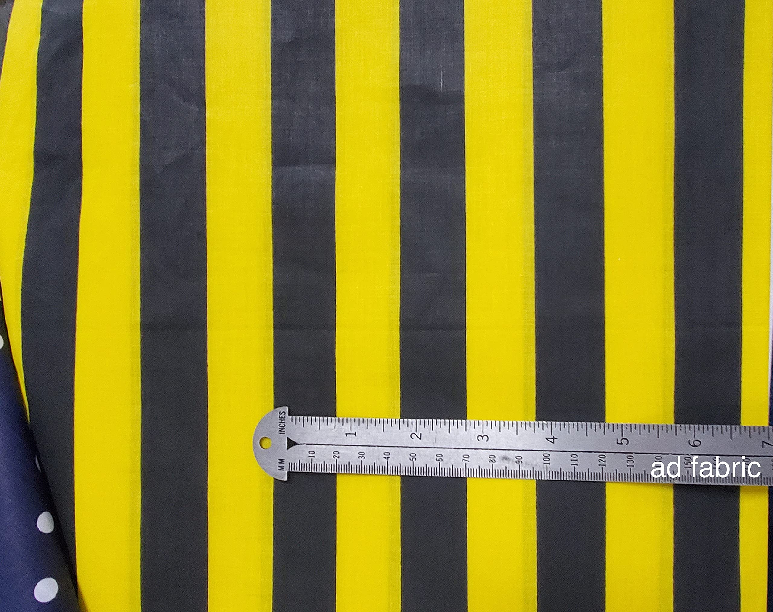 Ad Fabric, Polycotton Printed Striped Yellow/Black Poly Cotton, 58" Inches Wide, Sold by Yard