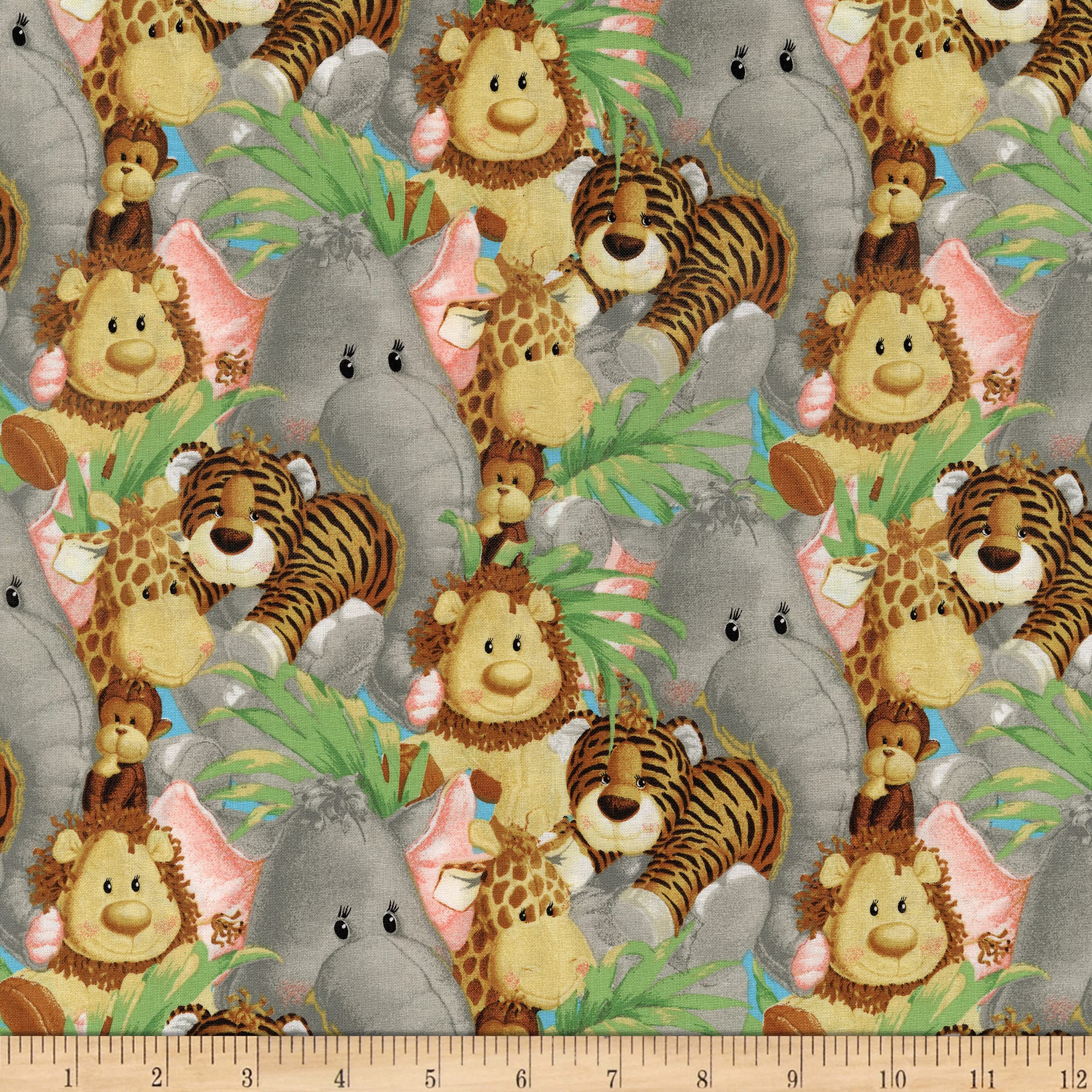 Fabric Traditions Jungle Babies Packed Multi, Fabric by the Yard