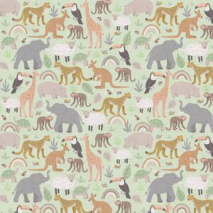 pbs fabrics jungle baby by lisa whitebutton, quilter's cotton by the yard, friends, green