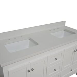 Kitchen Bath Collection Abbey 60-inch Double Bathroom Vanity (White/Quartz): Includes White Cabinet with Stunning Quartz Countertop and White Ceramic Sinks