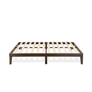 East West Furniture DNP-22-F Full Size Platform Bed with 4 Solid Wood Legs and 2 Extra Center Legs - Walnut Finish