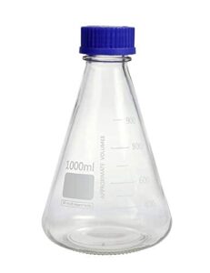 3 pack moonetto 1000ml narrow mouth graduated lab erlenmeyer glass flask with blue screw cap