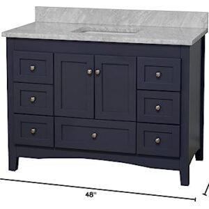 Abbey 48-inch Bathroom Vanity (Marine Gray/Carrara Marble): Includes Marine Gray Cabinet with Authentic Italian Carrara Marble Countertop and White Ceramic Sink