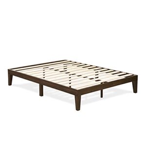 East West Furniture DNP-22-F Full Size Platform Bed with 4 Solid Wood Legs and 2 Extra Center Legs - Walnut Finish