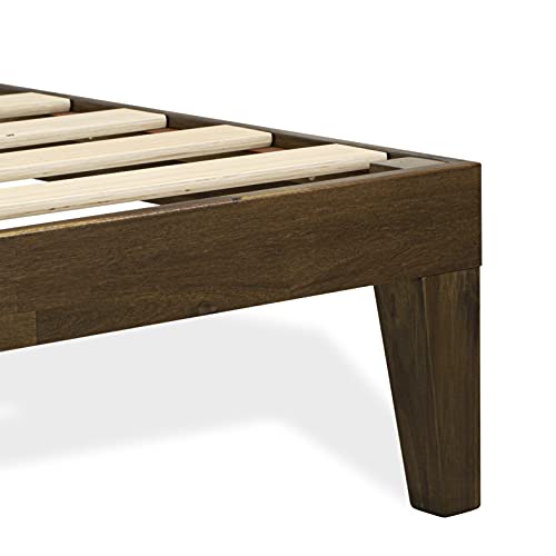 East West Furniture DNP-22-F Full Size Platform Bed with 4 Solid Wood Legs and 2 Extra Center Legs - Walnut Finish