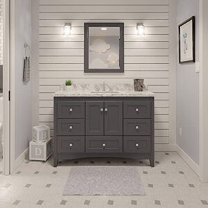 Abbey 48-inch Bathroom Vanity (Marine Gray/Carrara Marble): Includes Marine Gray Cabinet with Authentic Italian Carrara Marble Countertop and White Ceramic Sink