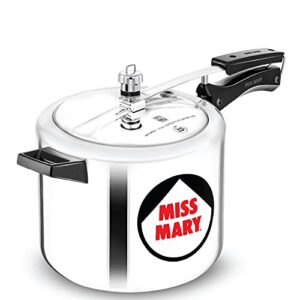 hawkins aluminium 6 litre miss mary pressure cooker, inner lid cooker, silver (mm60)