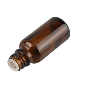 DLIBUY 4 Pcs Empty 20ml Brown Essential Oil Bottles with Dropper Black Tamper Evident Screw Cap Amber Glass Vials for Cosmetic Essential Oils Colognes Perfume Aromatherapy