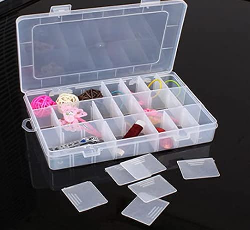 XINRONGMAOYI 24 Grids Beads Container, Jewelry Storage Box Gems Organizer Clear with Lids Adjustable Painting Diamond Storage Case for Plant Seeds