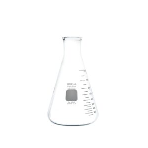 pyrex narrow mouth erlenmeyer flask with heavy duty rim - borosilicate glass flask – premium glass chemistry flask for laboratory, classroom or home use - pyrex chemistry glassware, 1l, 1/pk