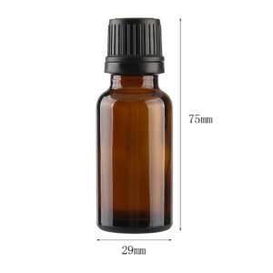 DLIBUY 4 Pcs Empty 20ml Brown Essential Oil Bottles with Dropper Black Tamper Evident Screw Cap Amber Glass Vials for Cosmetic Essential Oils Colognes Perfume Aromatherapy