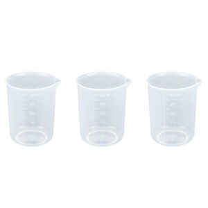 antrader kitchen pp measuring cup scientific plastic graduated beaker transparent 250ml-300ml, 3-pack