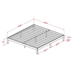 East West Furniture DNP-22-F Full Size Platform Bed with 4 Solid Wood Legs and 2 Extra Center Legs - Walnut Finish