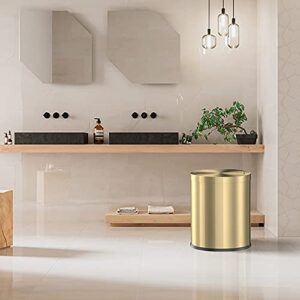 Huaqinglian Stainless Steel gold Trash can with Flipping Lid 4gallon Fingerprint-Proof Garbage cans Wastebasket Bin for Office Kitchen bothroom Living Room bedroom