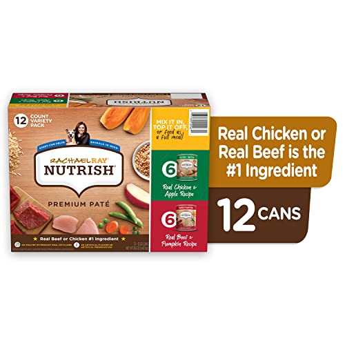 Rachael Ray Nutrish Premium Pate Wet Dog Food, Chicken and Beef Variety Pack, 13 Ounce Cans (Pack of 12)