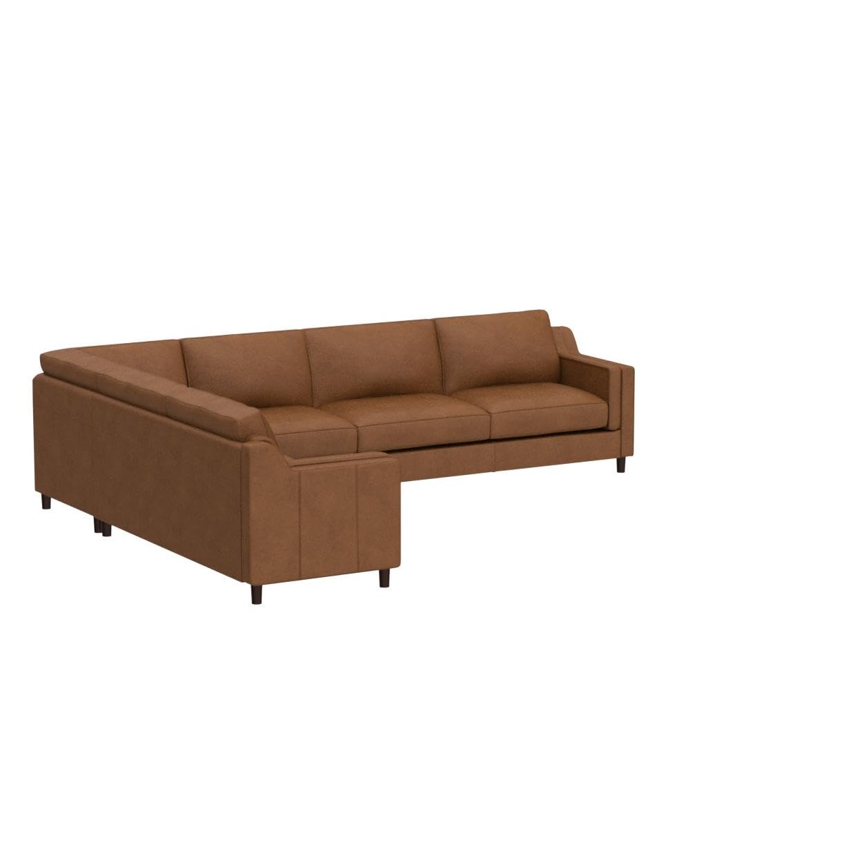 Hydeline Bella Top Grain Leather Sectional (L-Shape, Cognac), Feather Down, Memory Foam and Springs Seating