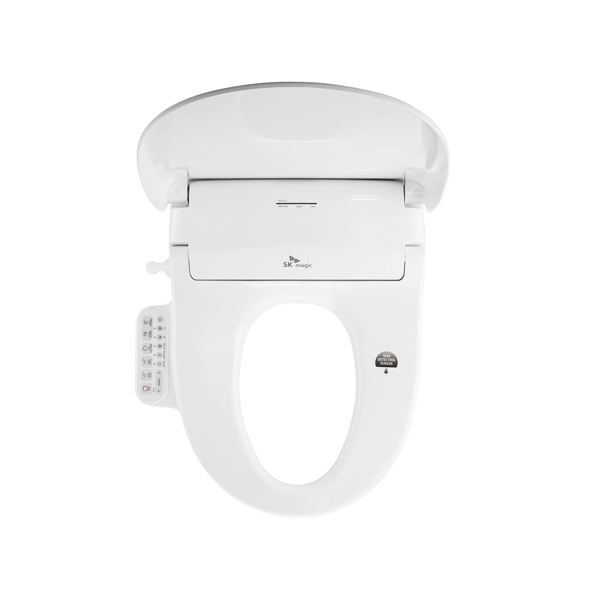 SK magic BID-S24D Electric Bidet Toilet Seat Elongated| Adjustable Warm Water, Warm Air Dryer| LED Lights| 360° Self-Cleaning Nozzle| Easy Installation| Heated Toilet Seat