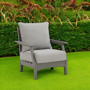 Signature Design by Ashley Outdoor Visola Patio HDPE Cushioned Lounge Chair, 2 Count, Gray