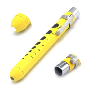 odontomed2011 medical pen lights for nurses doctors, reusable led medical penlight flashlight with pupil gauge, white light, yellow color penlight