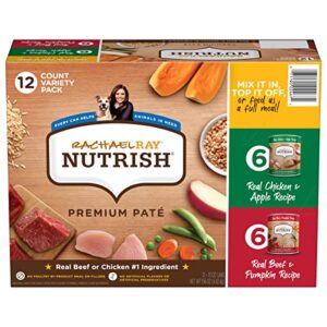 rachael ray nutrish premium pate wet dog food, chicken and beef variety pack, 13 ounce cans (pack of 12)