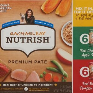 Rachael Ray Nutrish Premium Pate Wet Dog Food, Chicken and Beef Variety Pack, 13 Ounce Cans (Pack of 12)