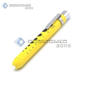 OdontoMed2011 Medical Pen Lights for Nurses Doctors, Reusable LED Medical Penlight Flashlight with Pupil Gauge, White Light, Yellow Color Penlight